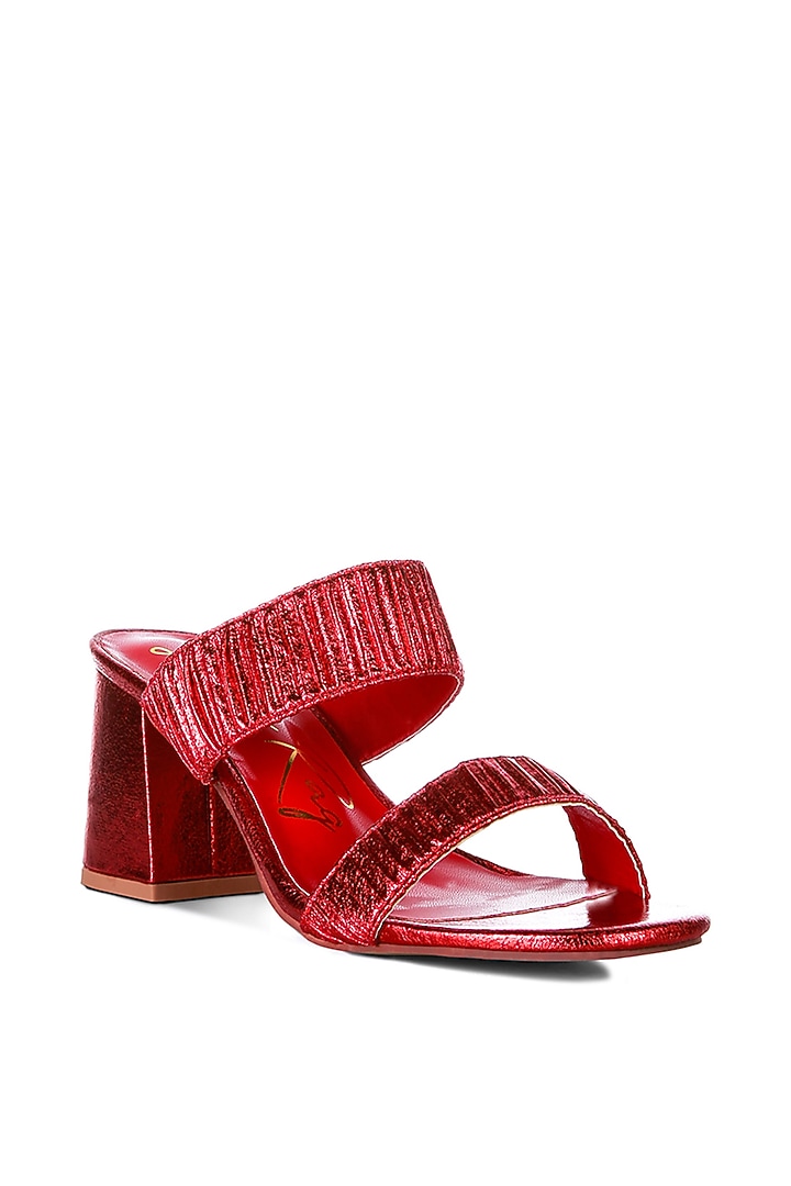 Red Metallic Crinkled PU Block Heels by London Rag at Pernia's Pop Up ...