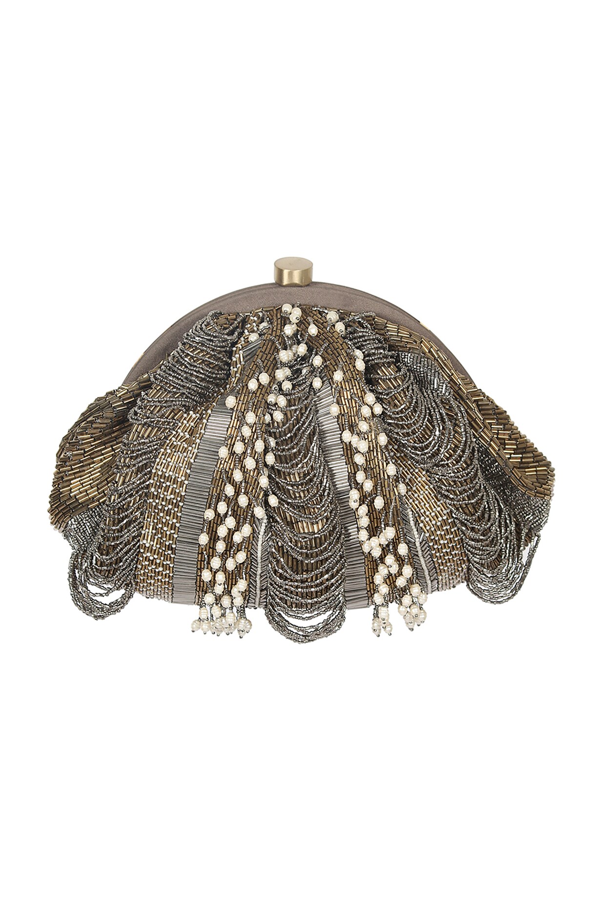 Antique Gold Embroidered Pouch With Tassels by Lovetobag at Pernia's ...