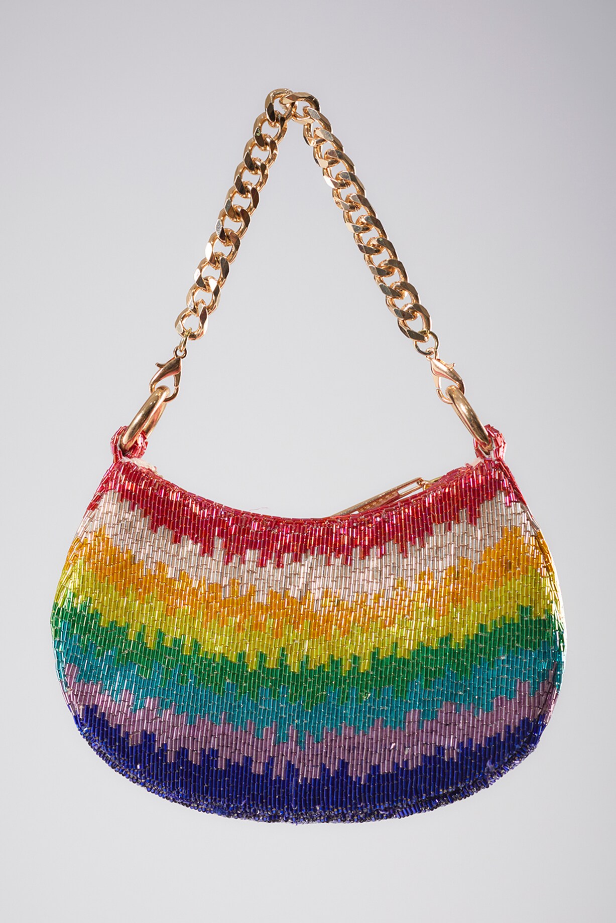 Tourmaline-Colored Satin Bugle Beads Embroidered Clutch Bag by ...