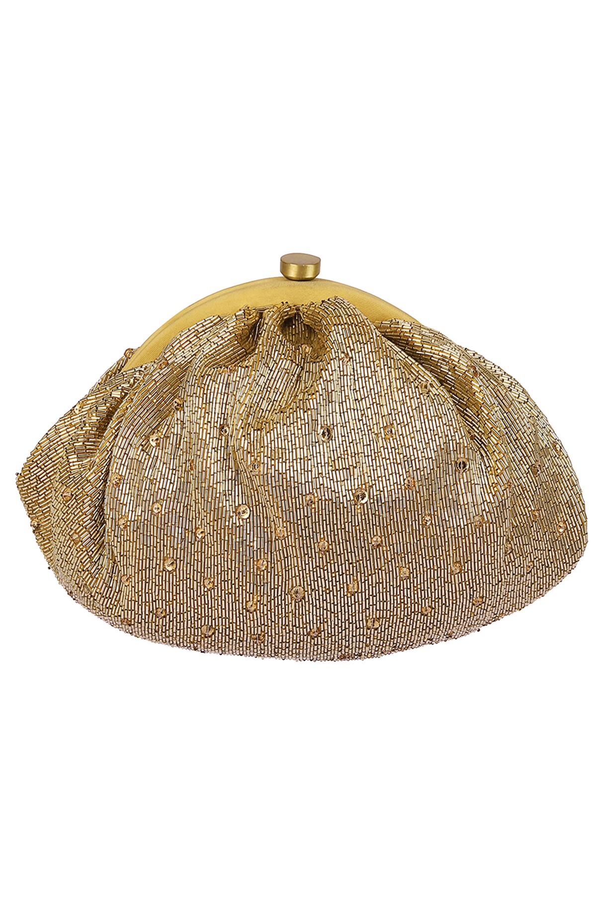 Golden Beaded Embroidered Clutch by Lovetobag at Pernia's Pop Up Shop 2024