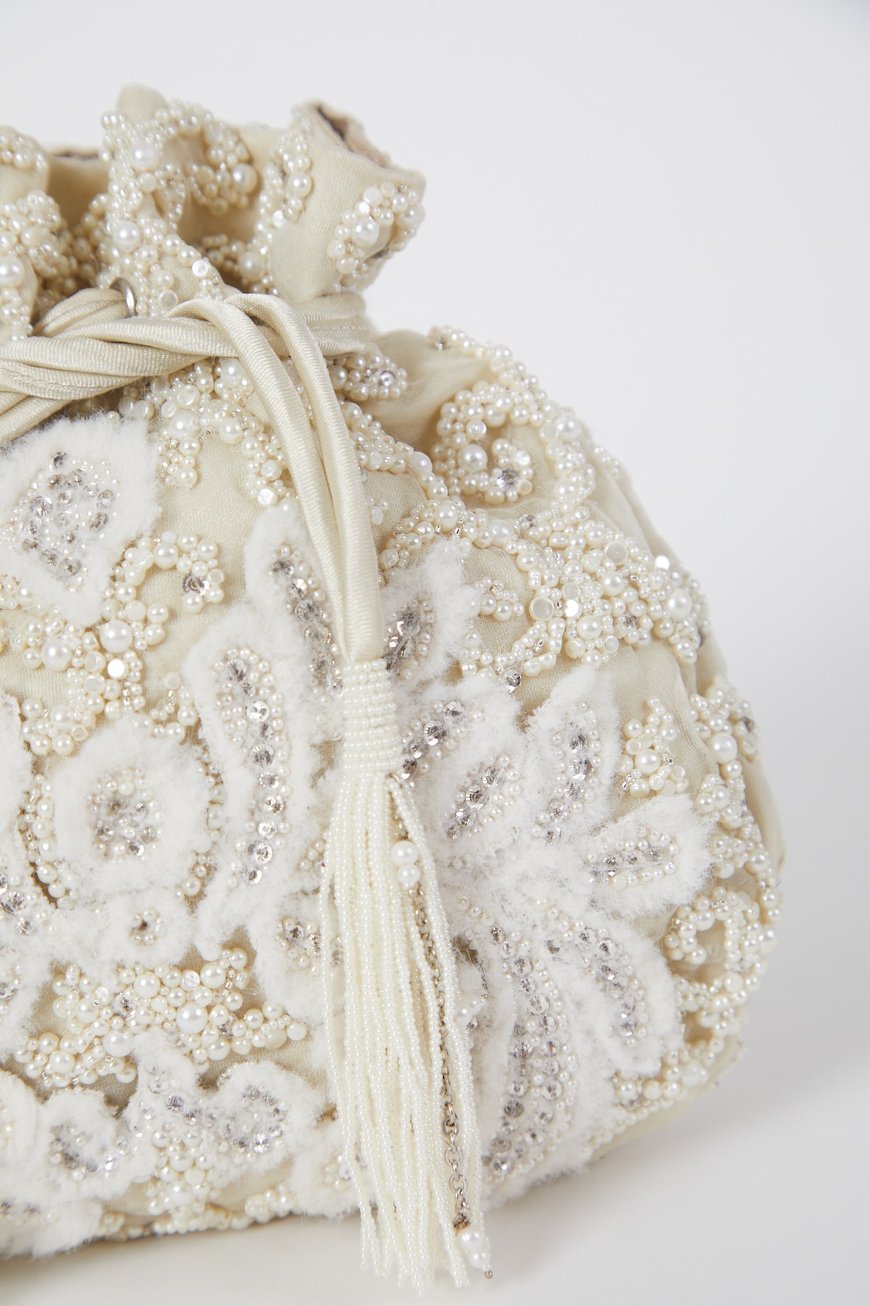 Ivory Hand Embroidered Potli Design by Lovetobag at Pernia's Pop Up ...