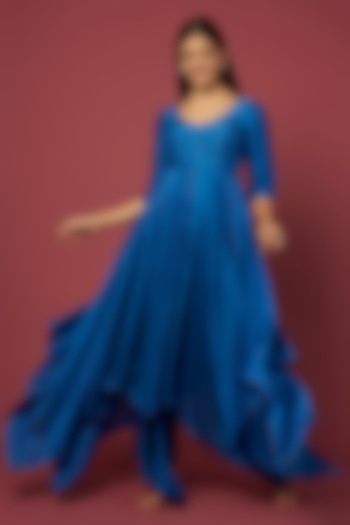 Cobalt Blue Embroidered Anarkali by Lugda by DIHI at Pernia's Pop Up ...