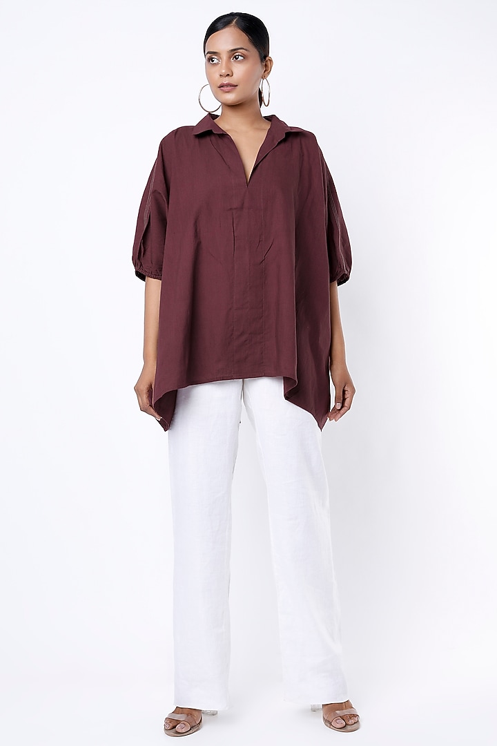 Wine Cotton Kaftan Top Design by Lugda by DIHI at Pernia's Pop Up Shop 2024