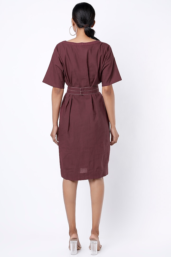 Wine Cotton Knee-Length Dress Design by Lugda by DIHI at Pernia's Pop ...