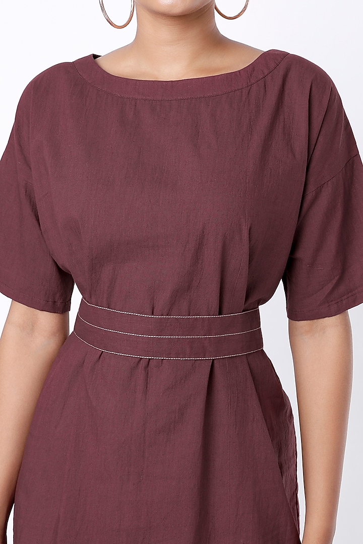 Wine Cotton Knee-Length Dress Design by Lugda by DIHI at Pernia's Pop ...