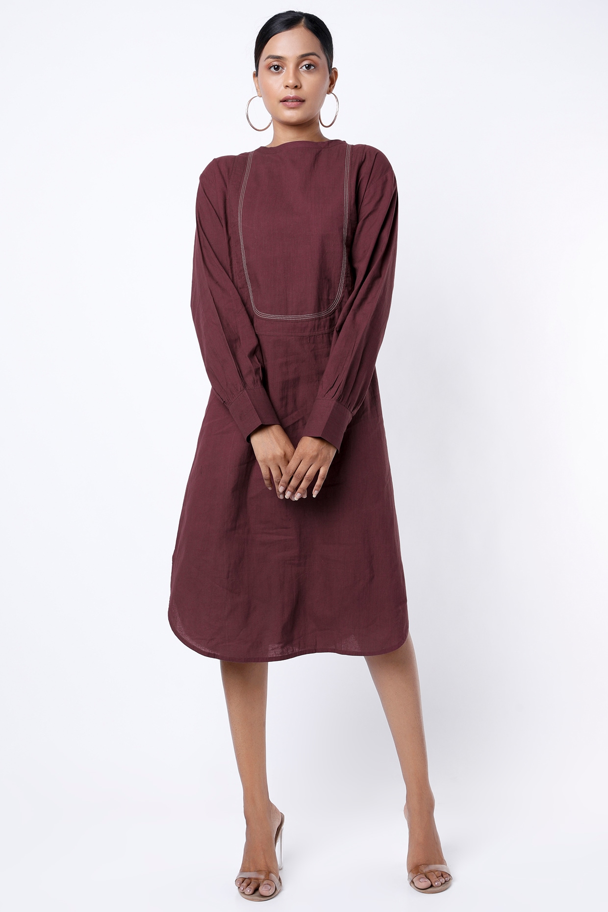 Wine Cotton Midi Dress by Lugda by DIHI at Pernia's Pop Up Shop 2025