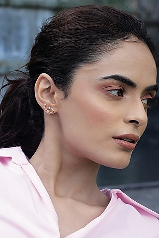 Gold Plated Lab-Grown Diamond Stud Earrings In Sterling Silver by ...