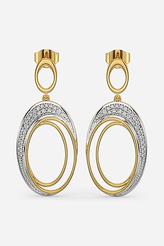 Gold Plated Lab-Grown Diamond Oval-Shaped Drop Earrings by Lukson at ...