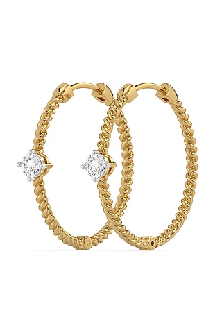 Gold Plated Lab-Grown Solitaire Diamond Hoop Earrings by Lukson at ...