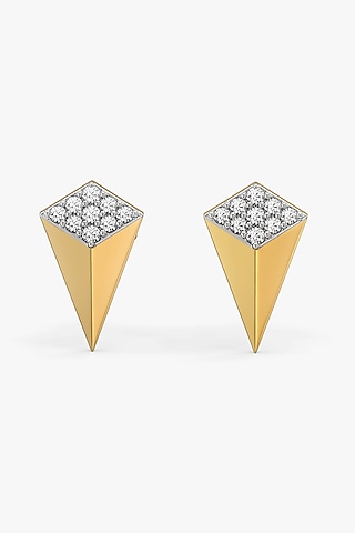 Gold Plated Diamond Sculpted Edge Stud Earrings by Lukson at Pernia's ...