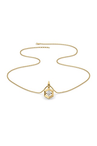 Gold Plated Solitaire Diamond Hexa Pendant Necklace by Lukson at Pernia ...