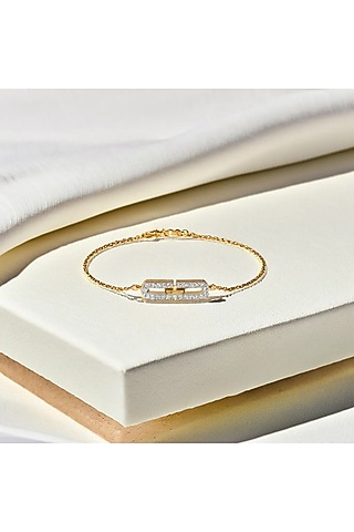 Gold Finish Diamond Bracelet In Silver by Lukson at Pernia's Pop Up ...
