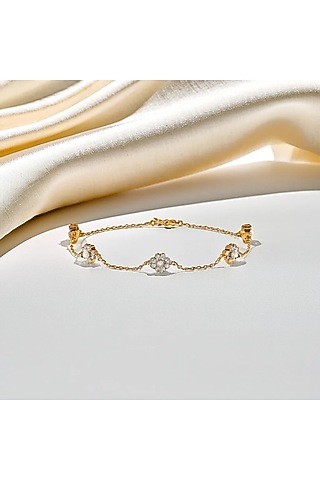 Gold Plated Lab-Grown Diamond Bracelet In Silver by Lukson at Pernia's ...