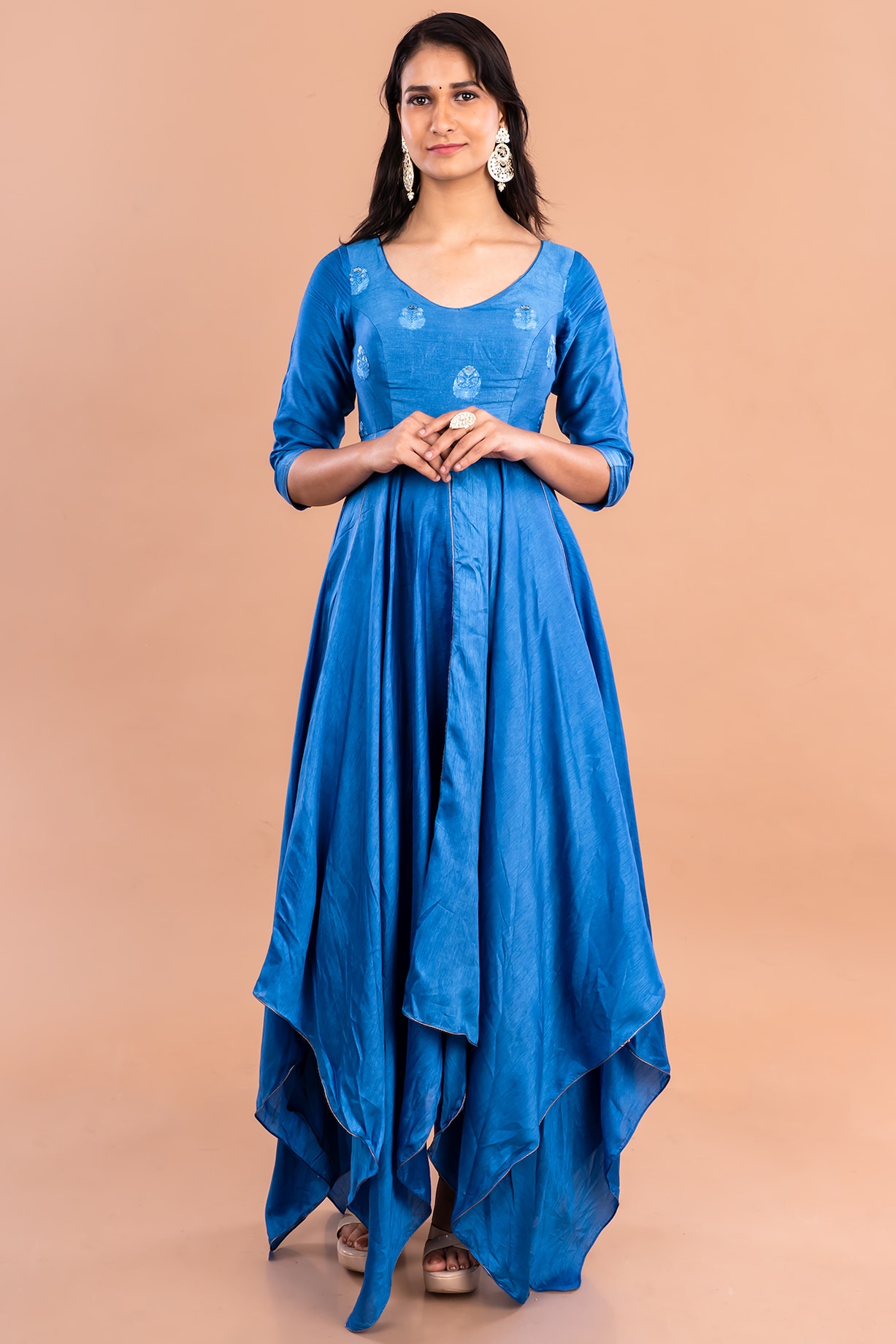 Cobalt Blue Embroidered Anarkali Design by Lugda by DIHI at Pernia's ...