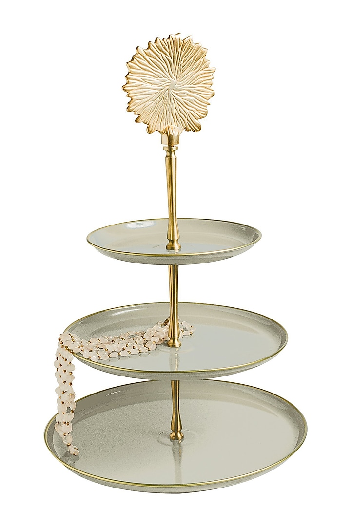 Off-White Three-Tiered Cake Stand In Galvanized Steel by Living with ...