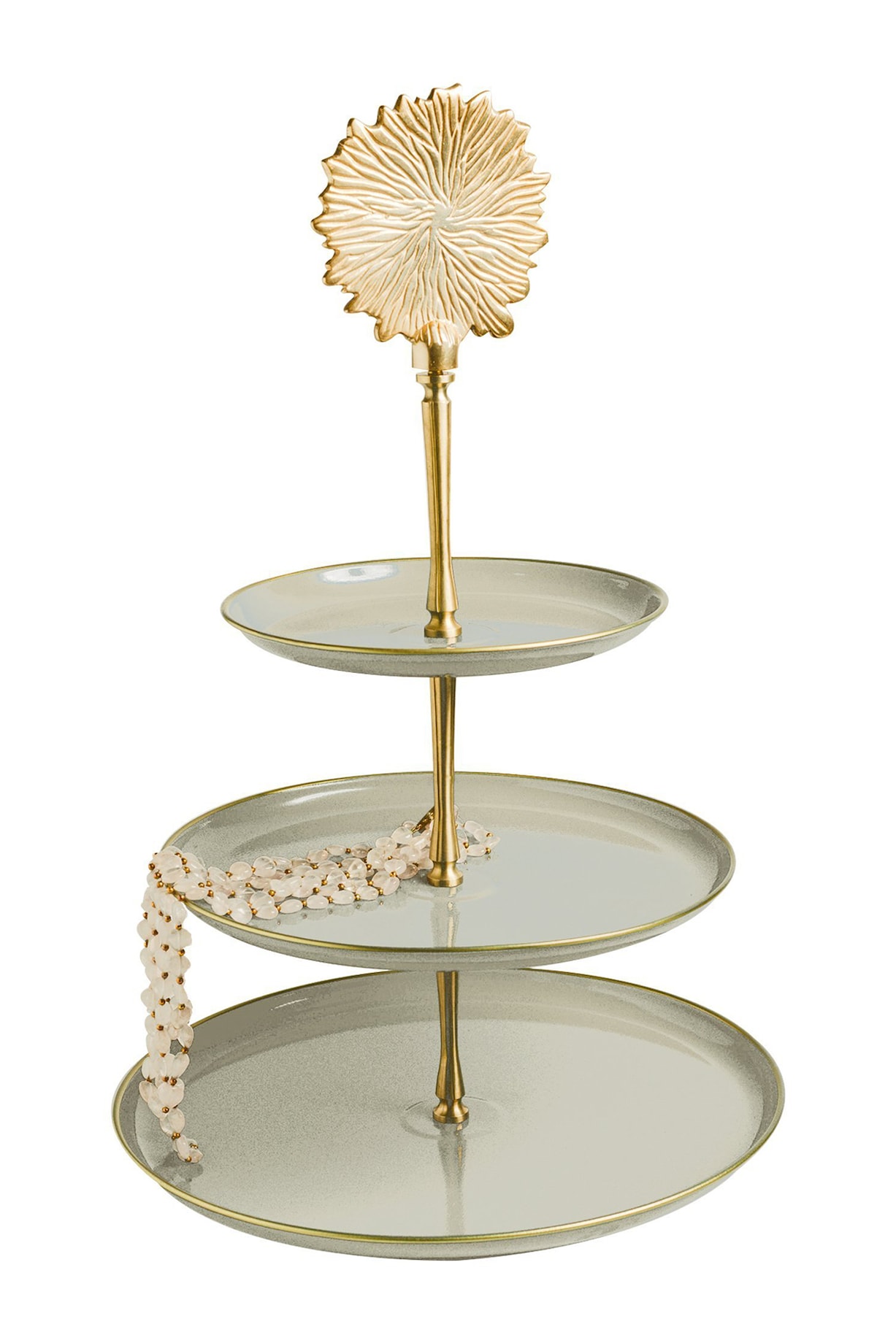 Off-White Three-Tiered Cake Stand In Galvanized Steel by Living with ...