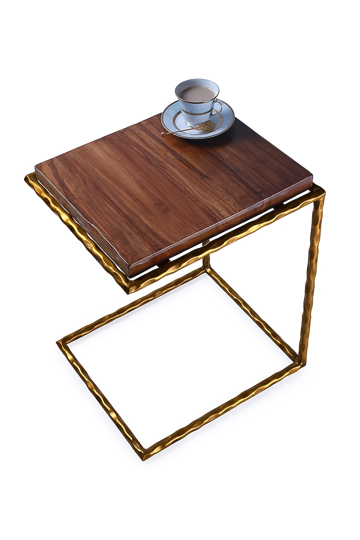 Gold Teak Wood C-Shaped Table by Living with Elan at Pernia's Pop Up ...