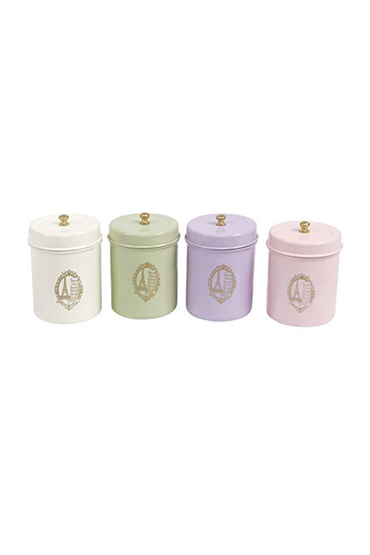 Multi-Coloured Galvanised Steel Canisters (Set of 4) by Living with ...