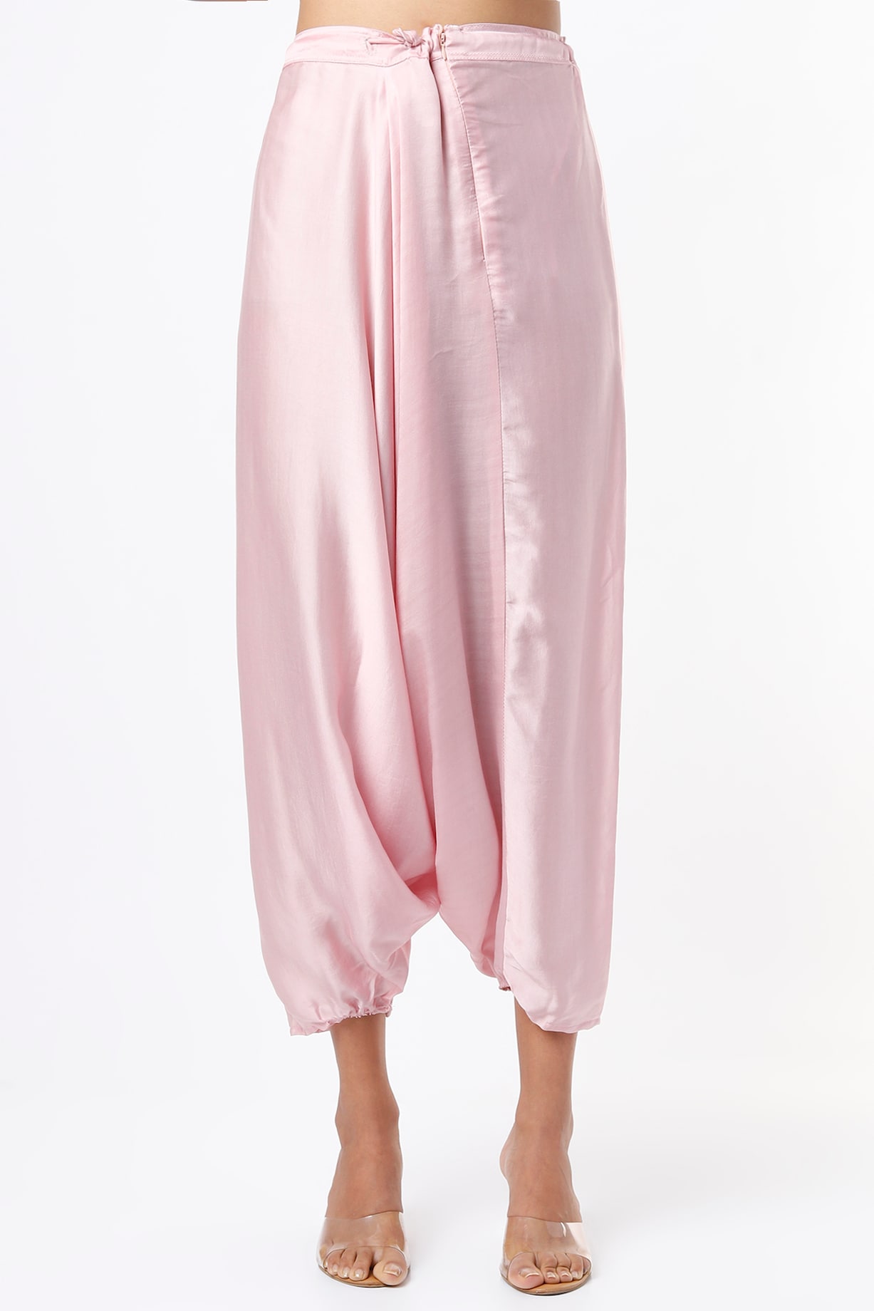 Blush Pink Modal Satin Harem Pant Set Design by Mahi Calcutta at Pernia ...