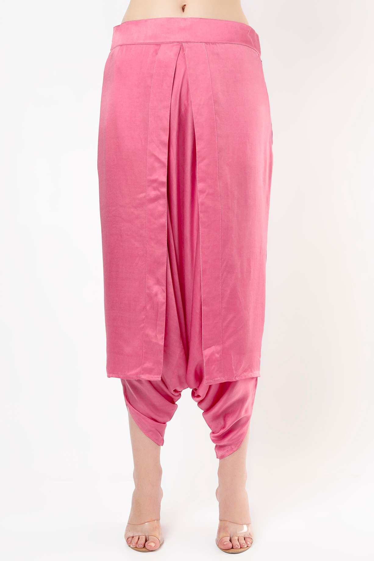 Rose Pink Satin Dhoti Set Design by Mahi Calcutta at Pernia's Pop Up ...