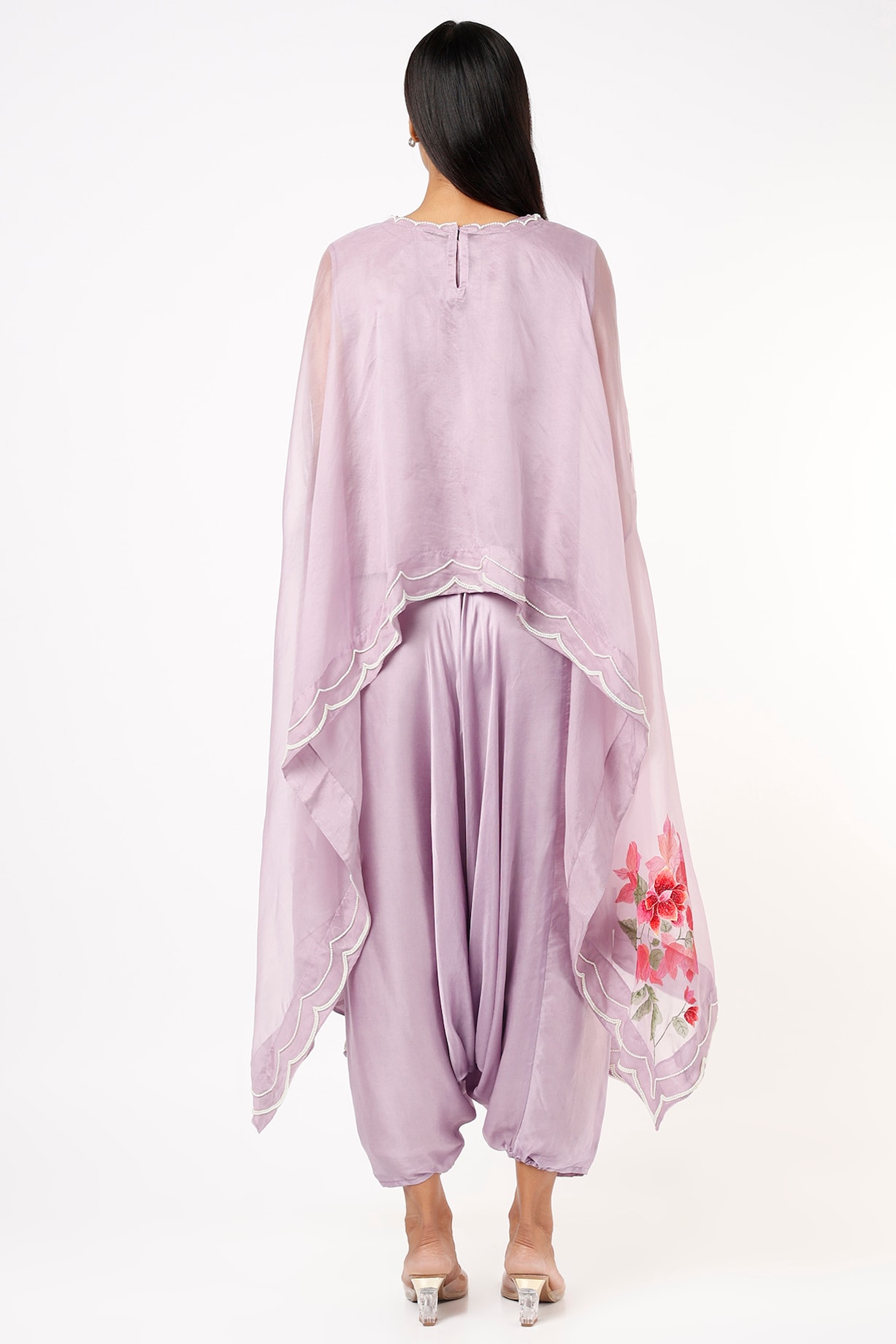 Lavender Hand-Painted Cape Set Design by Mahi Calcutta at Pernia's Pop ...