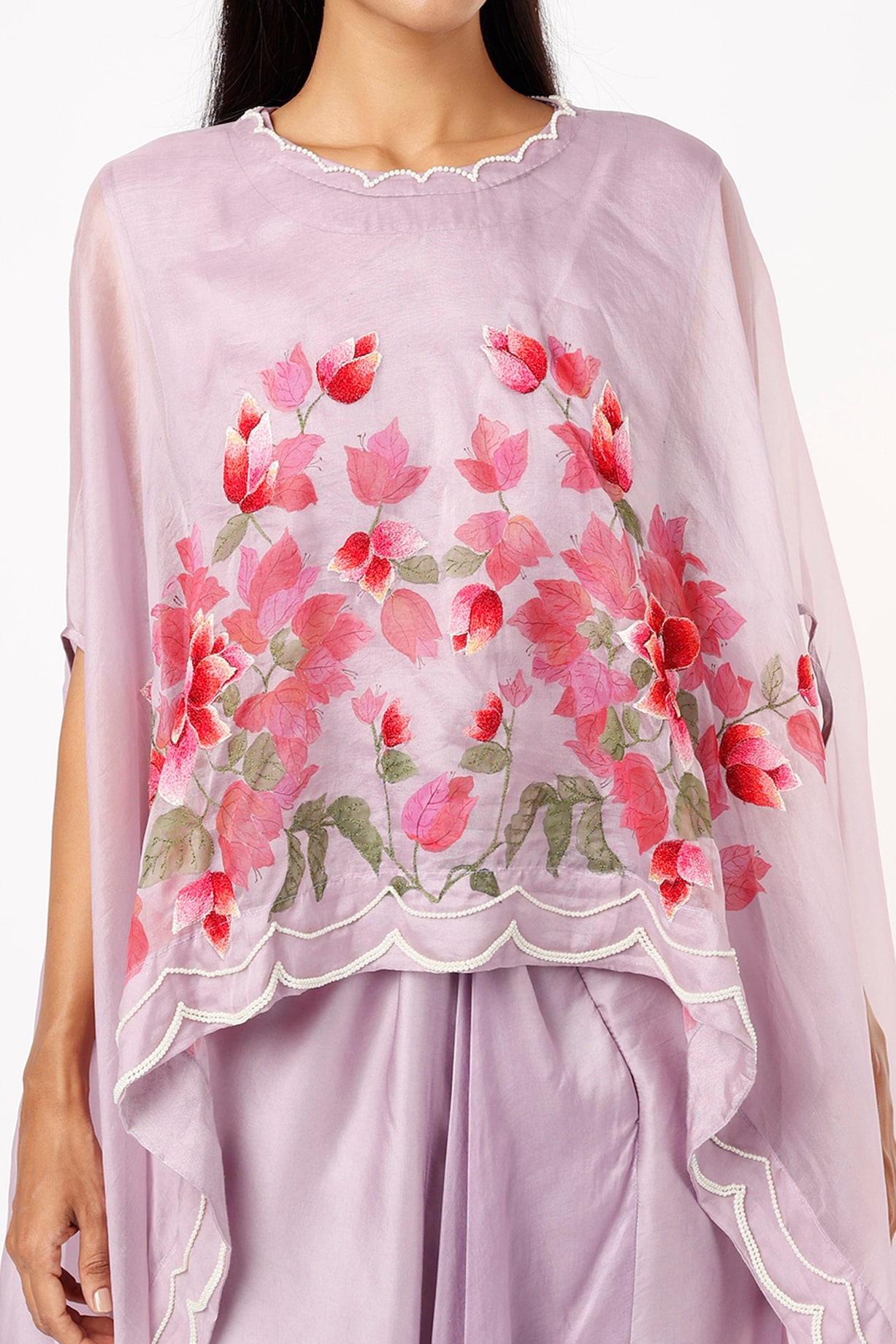 Lavender Hand-Painted Cape Set Design by Mahi Calcutta at Pernia's Pop ...