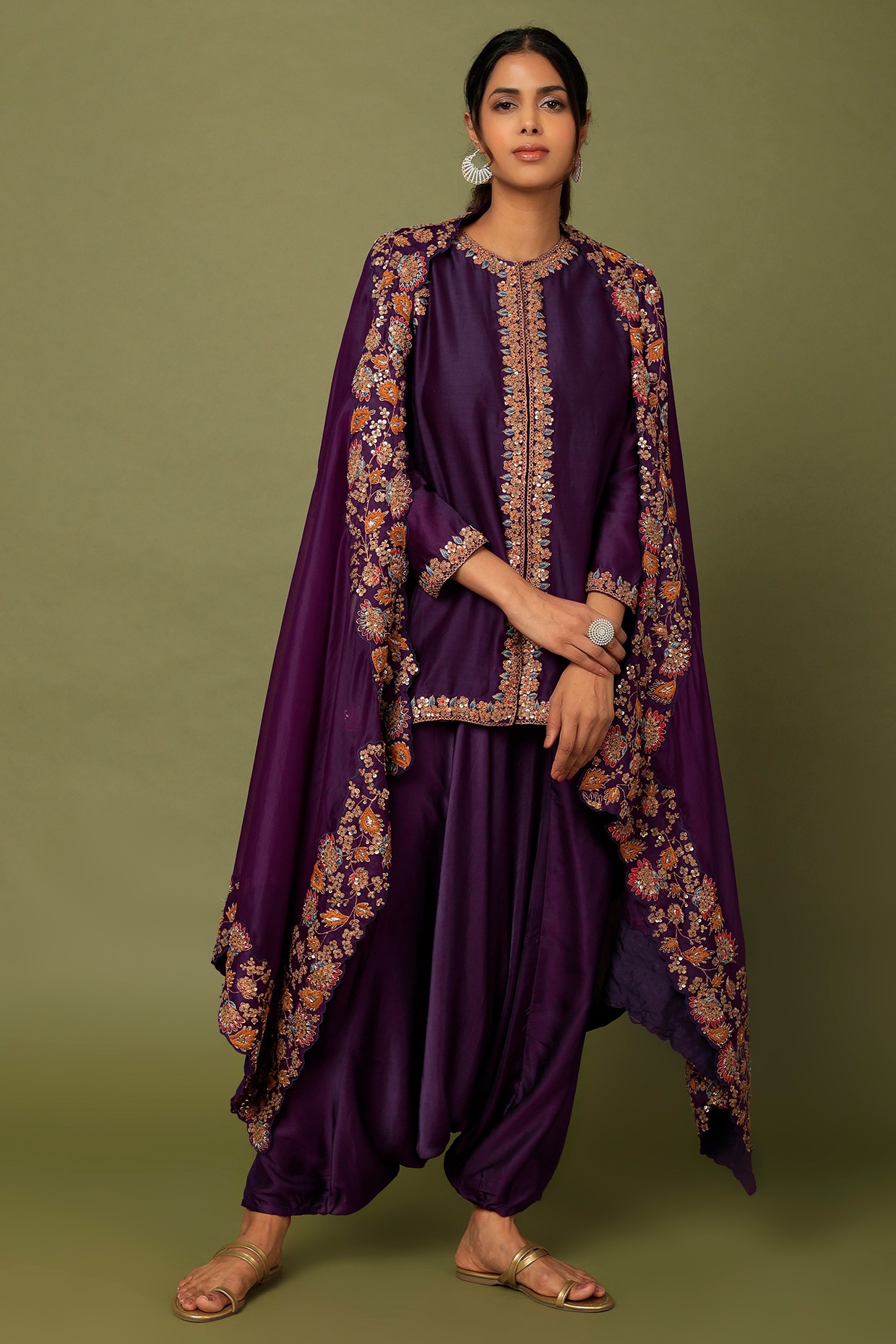 Aubergine Satin Harem Pant Set by Mahi Calcutta at Pernia's Pop Up Shop ...