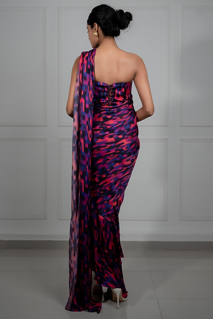 Multi-Colored Modal Sarin Pre-Stitched Slit Saree Set by Mansi Gajjar ...