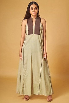 Khaki Cotton Linen A-Line Dress Design by Maisolos at Pernia's Pop Up ...