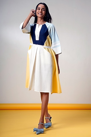Multi-Colored Handloom Cotton Mini Summer Dress by MADDER MUCH at ...