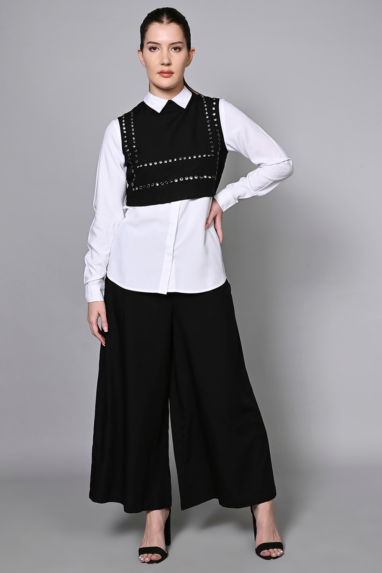 Black Viscose Rayon Cropped Jacket Set by House of MANAA at Pernia's ...