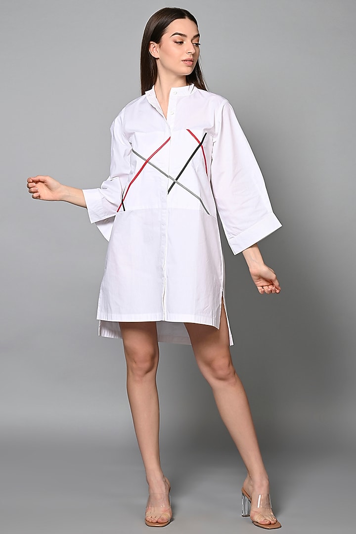 White Cotton Mini Shirt Dress by House of MANAA at Pernia's Pop Up Shop ...