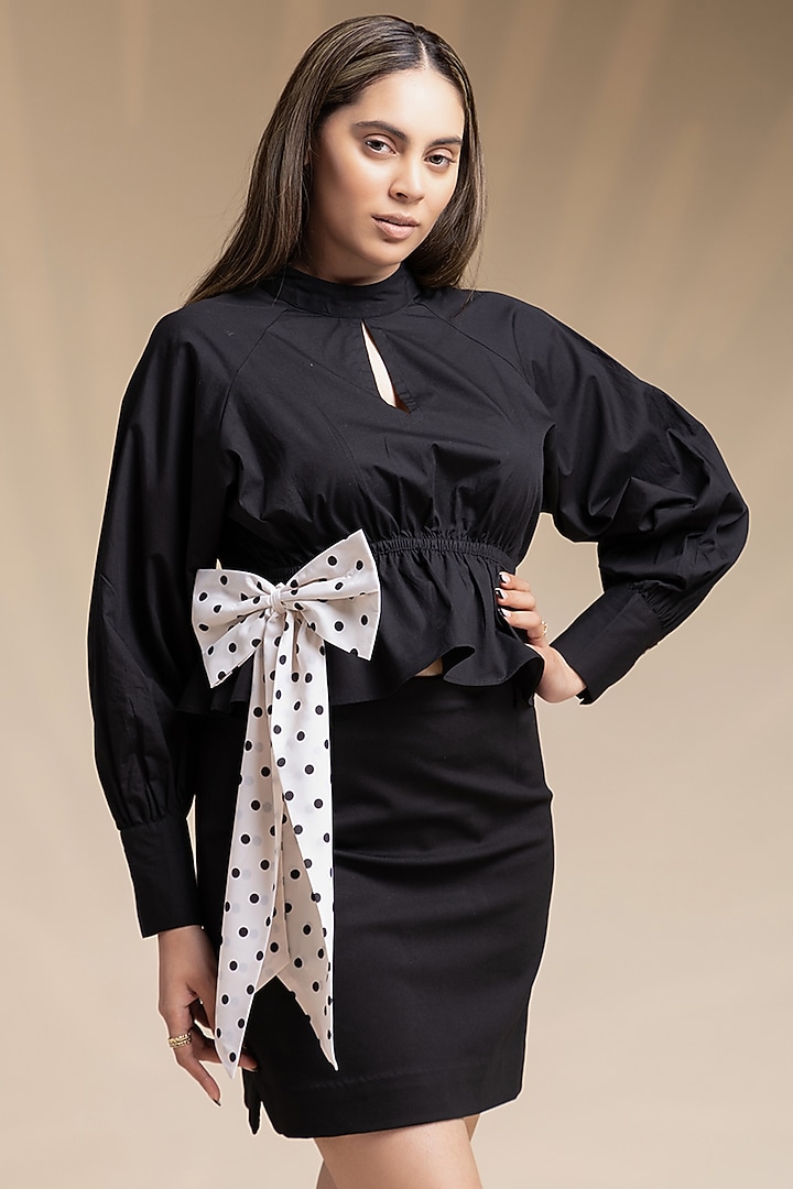 Black Cotton Mini Skirt Set by House of MANAA at Pernia's Pop Up Shop 2026