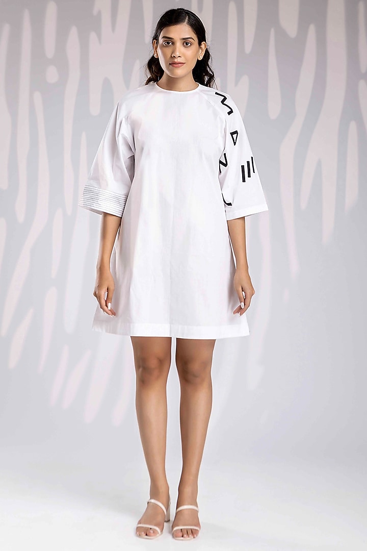 White Cotton Shift Dress by House of MANAA at Pernia's Pop Up Shop 2024
