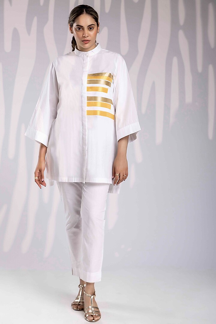 White Cotton Pant Set Design by House of MANAA at Pernia's Pop Up Shop 2026