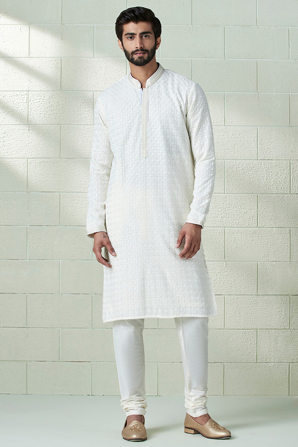 Buy Twamev White Georgette Chikankari Embroidered Kurta Set at Pernia ...