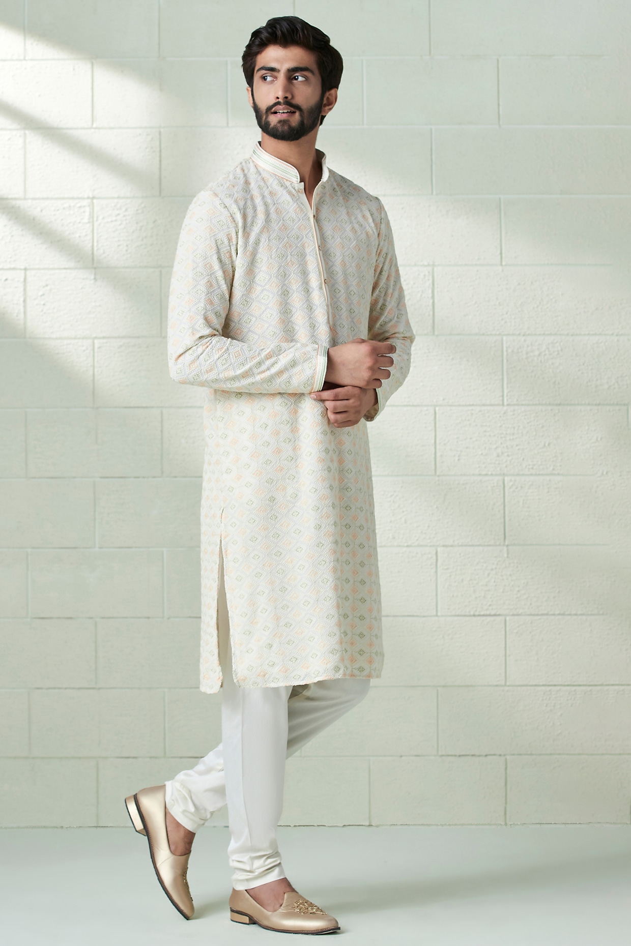 White Georgette Chikankari Embroidered Kurta Set by Twamev at Pernia's ...