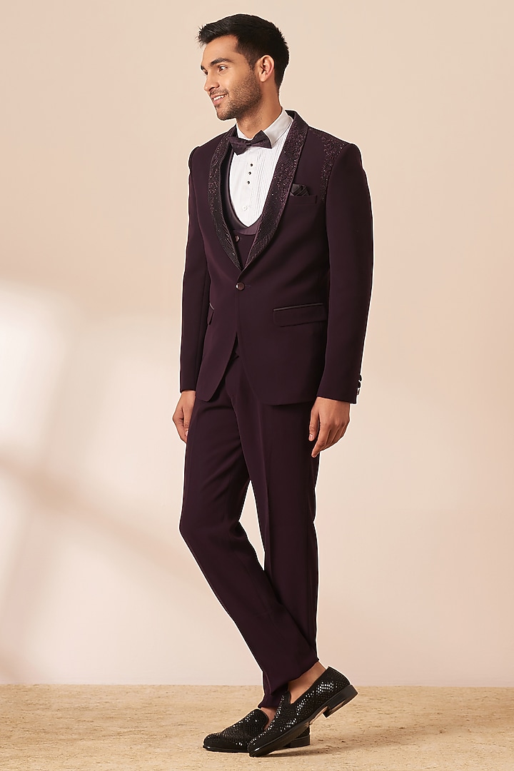 Wine Blended Rayon Blazer Set by Twamev at Pernia's Pop Up Shop 2025