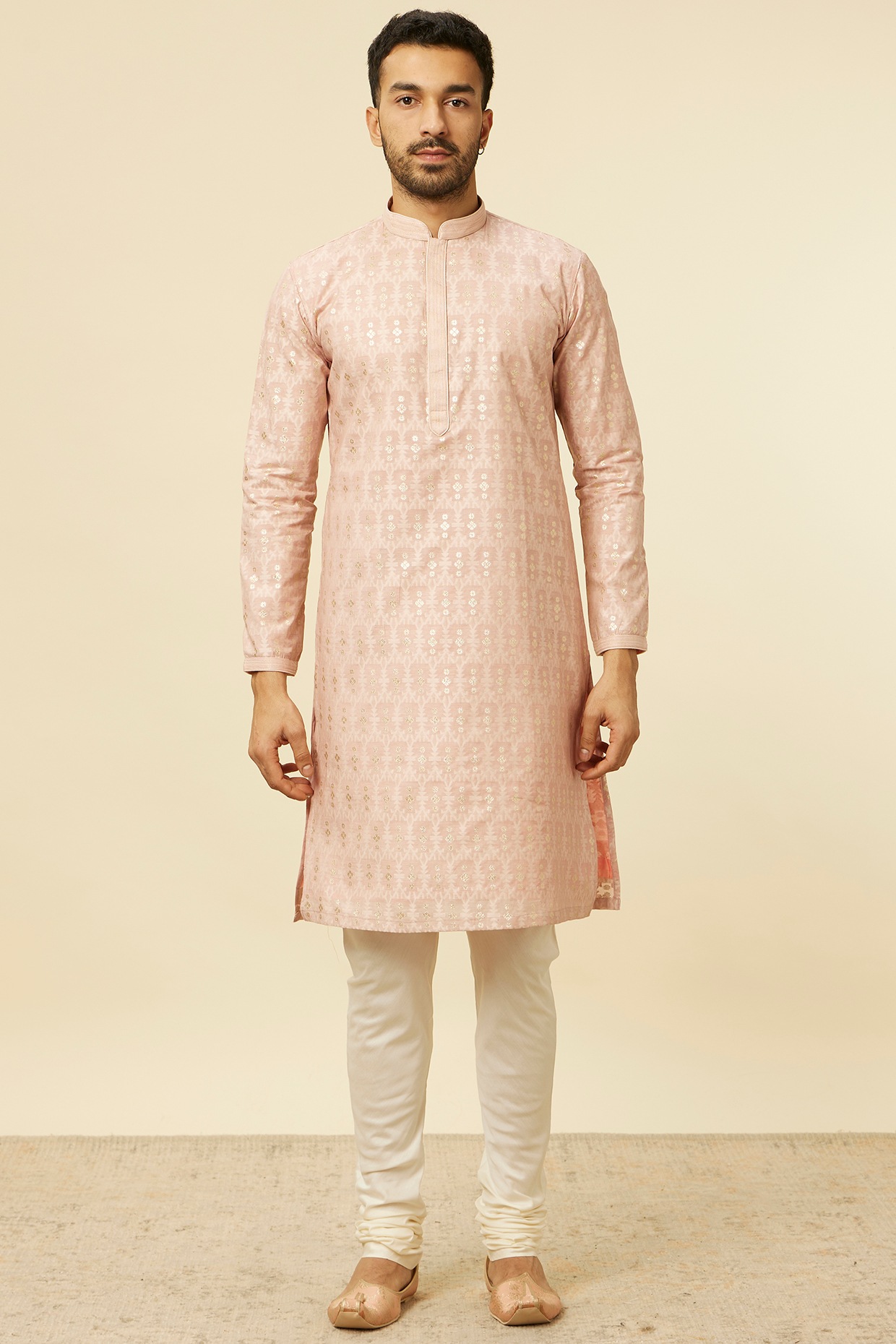 Pink Chanderi Embroidered Kurta Set by Twamev at Pernia's Pop Up Shop 2025