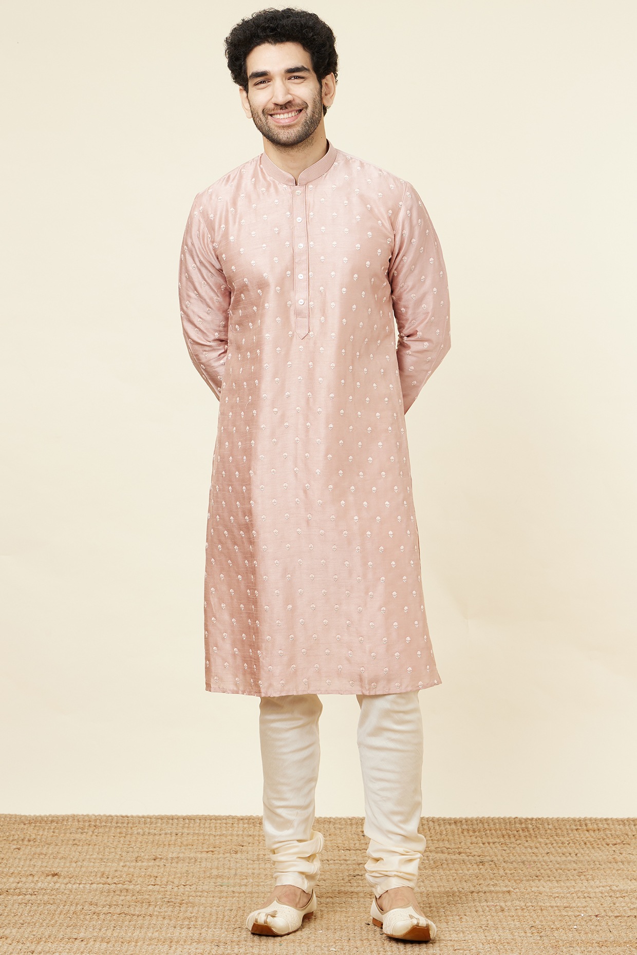 Pink Art Silk Embroidered Kurta Set by Twamev at Pernia's Pop Up Shop 2025