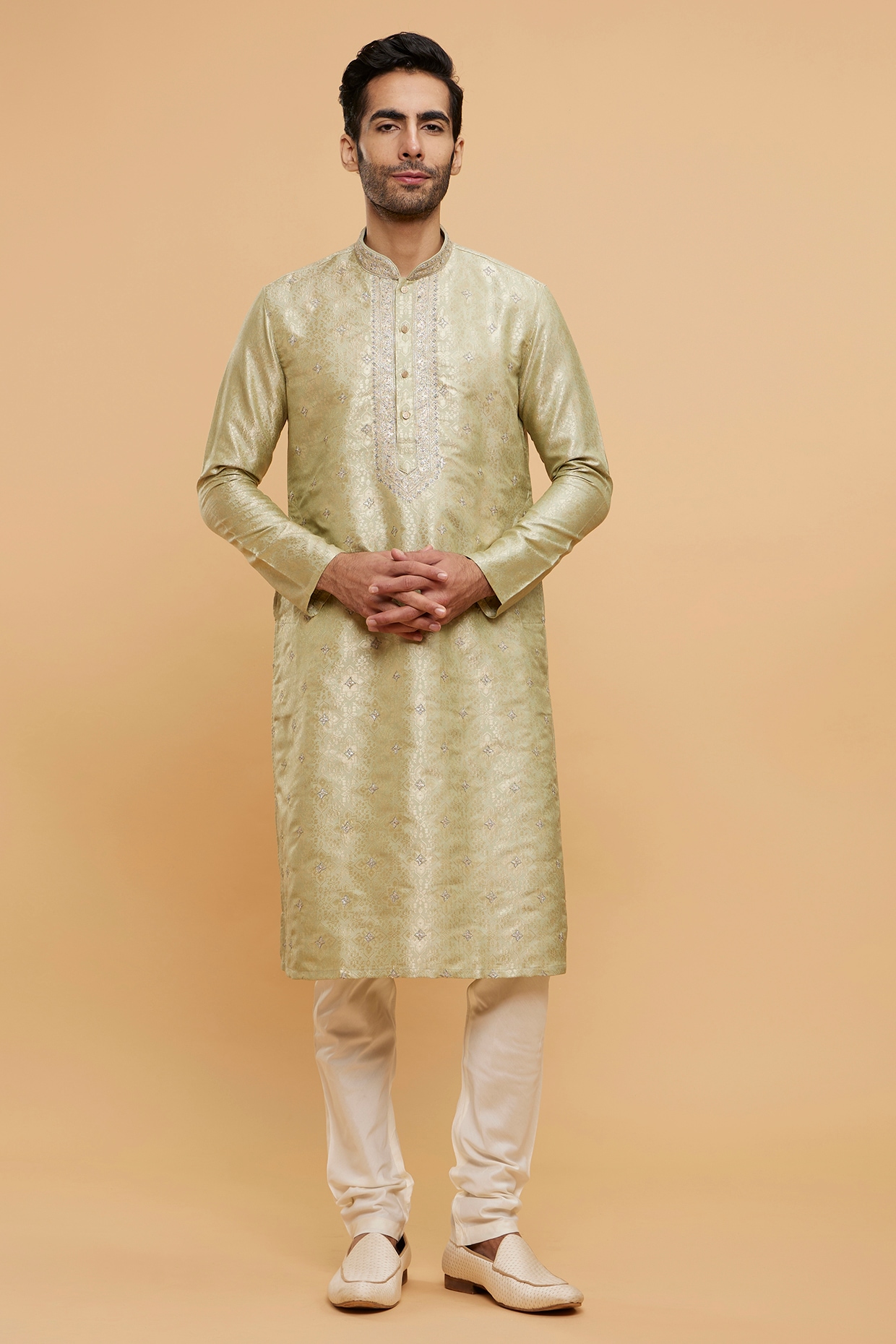 Grey Brocade Thread Embroidered Kurta Set by Twamev at Pernia's Pop Up ...