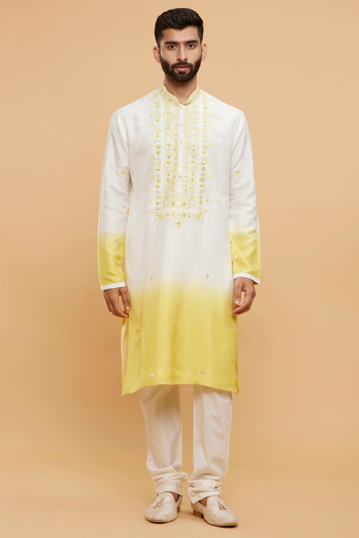 Cream-Pink Art Silk Thread Embroidered Kurta Set by Twamev at Pernia's ...