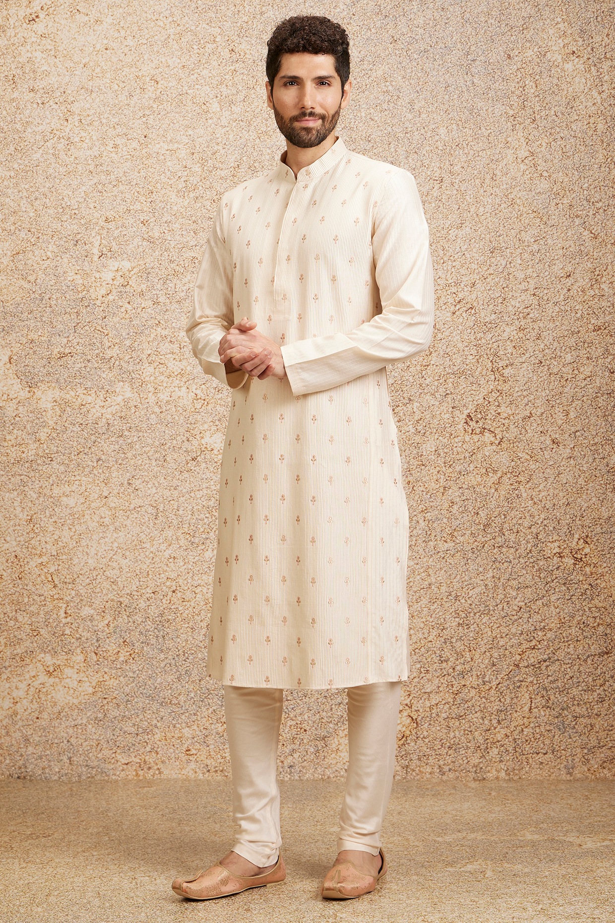 Peach Blended Viscose Embroidered Kurta Set by Twamev at Pernia's Pop ...