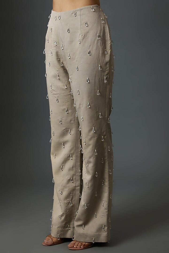 Grey Dull Satin Embroidered Co-Ord Set by Maison 9002 at Pernia's Pop ...