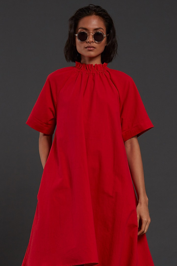 Red Cotton Shift Dress by Mati at Pernia's Pop Up Shop 2025