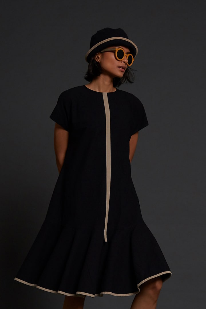 Black Cotton A-Line Dress by Mati at Pernia's Pop Up Shop 2024