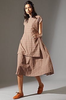 Rust Orange Layered Dress With T-Shirt Neck by Mati at Pernia's Pop Up ...