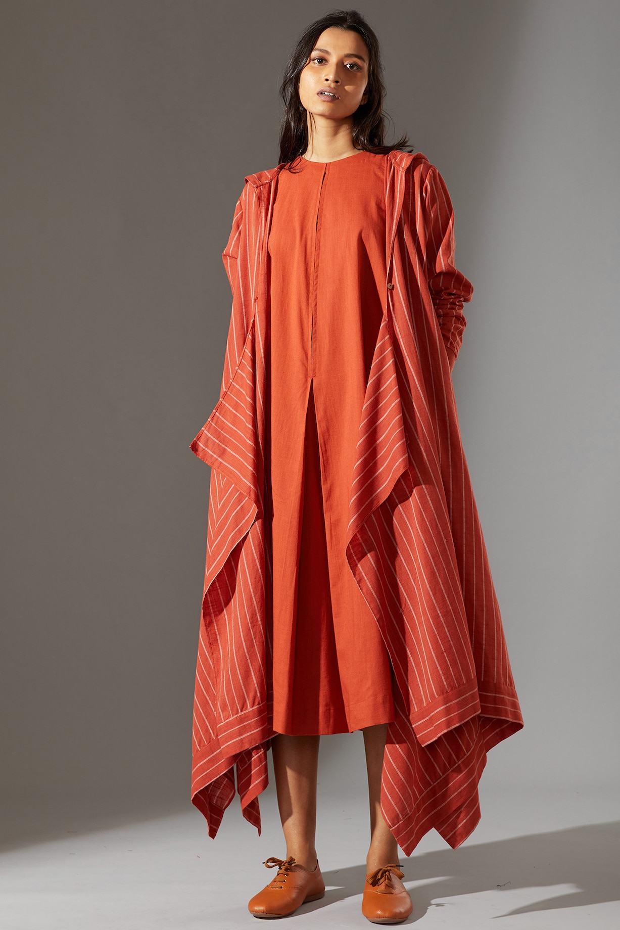 Rust Jacket With A Hood Design by Mati at Pernia's Pop Up Shop 2024