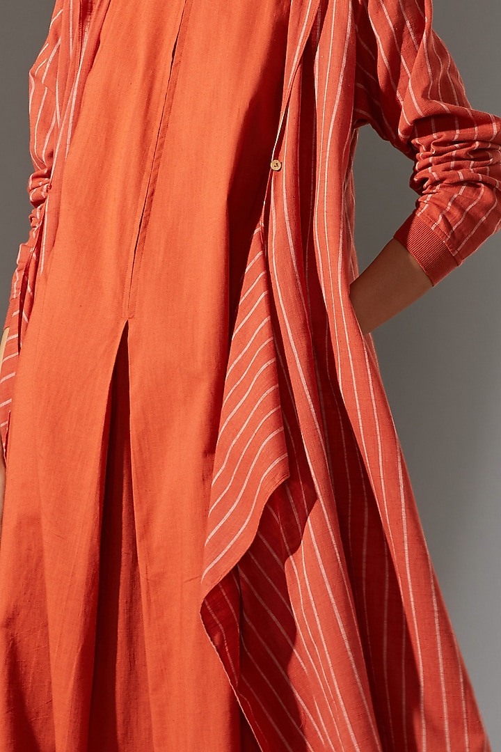 Rust Jacket With A Hood Design by Mati at Pernia's Pop Up Shop 2024