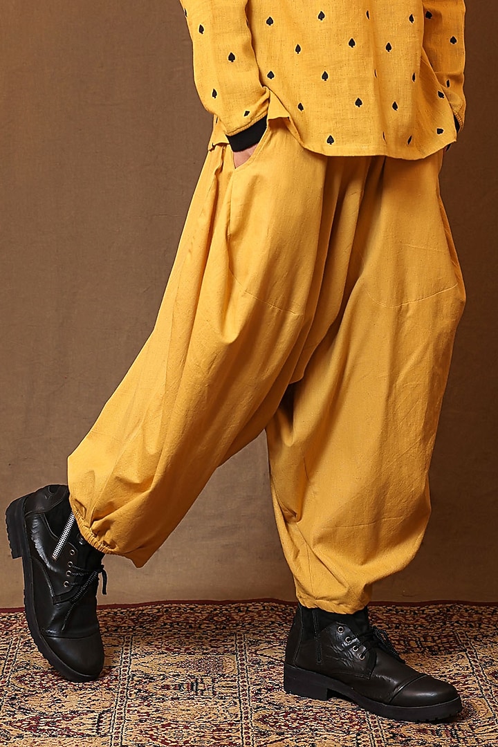 Mustard Handspun Cotton Baggy Pants by Mati Men at Pernia's Pop Up Shop ...
